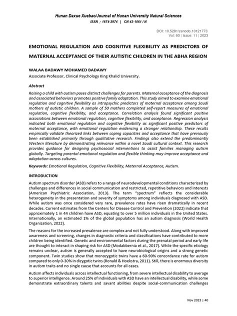 Emotional Regulation And Cognitive Flexibility As Predictors Of Maternal Acceptance Of Their
