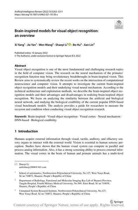 Brain Inspired Models For Visual Object Recognition An Overview