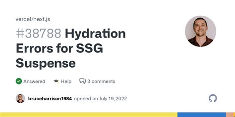 hydration errors for ssg suspense · vercel next js · discussion 38788 · github