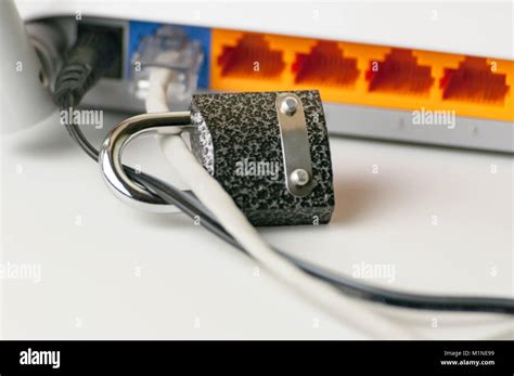 Lock Unlock Security On A Computer Protecting The Internet Connection Through A Wi Fi Router Is