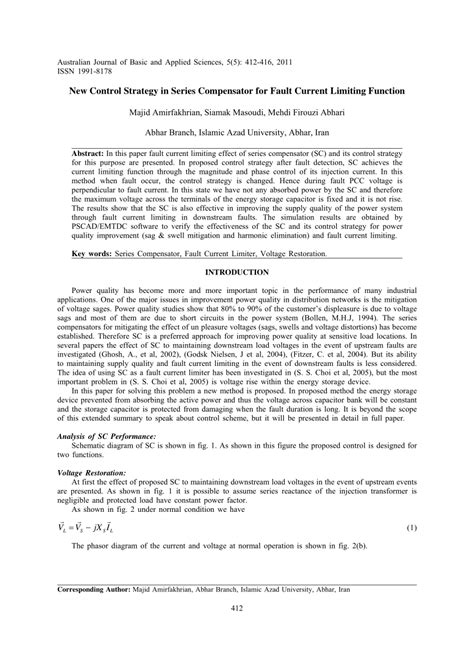 Pdf New Control Strategy In Series Compensator For Fault Current Limiting Function