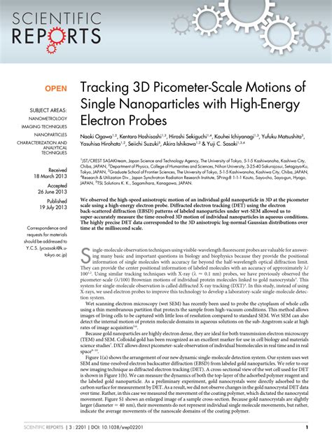 Pdf Tracking 3d Picometer Scale Motions Of Single Nanoparticles With