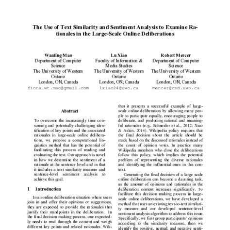 The Use Of Text Similarity And Sentiment Analysis To Examine Rationales In The Large Scale