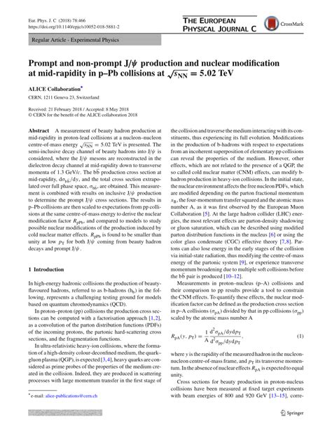 Pdf Prompt And Non Prompt Hbox J Psi Jψ Production And Nuclear Modification At Mid