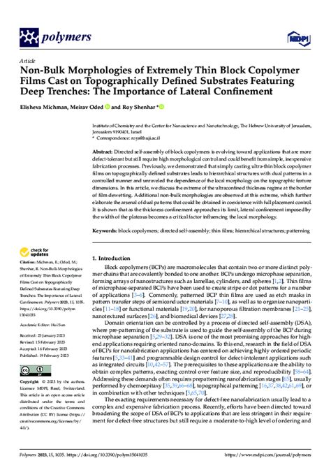 Pdf Non Bulk Morphologies Of Extremely Thin Block Copolymer Films Cast On Topographically