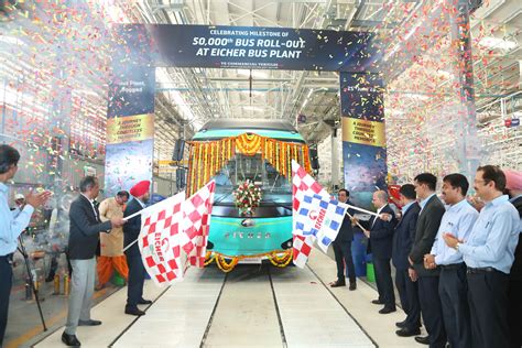 Eicher Rolls Out 50 000th Fully Built Bus From Manufacturing Plant At Madhya Pradesh Autocar