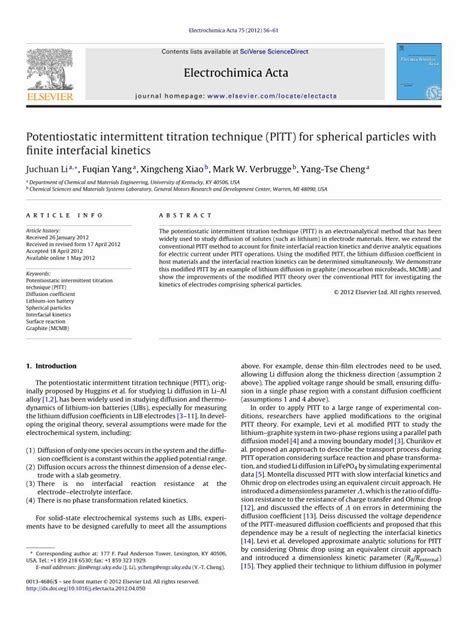 Pdf Potentiostatic Intermittent Titration Technique Pitt For