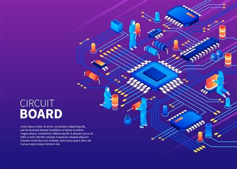 Premium Vector Semiconductor Chip Isometric Composition Background