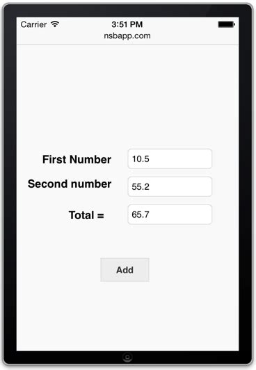 Adding Two Numbers NSB App Studio