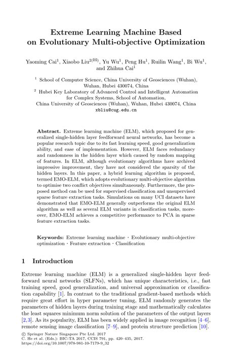 Pdf Extreme Learning Machine Based On Evolutionary Multi Objective