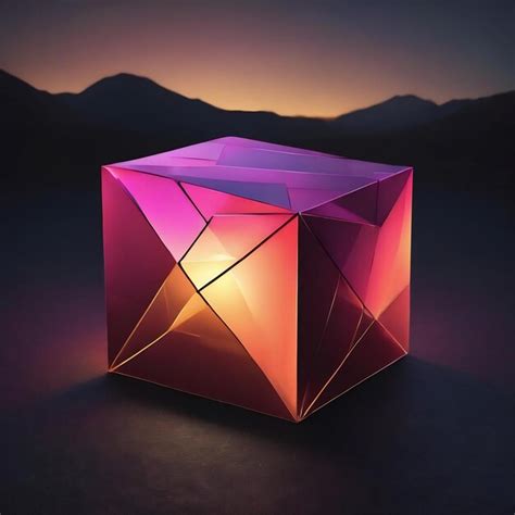 Premium Photo 3d Rendering Glowing Triangle Cube With Dark Background