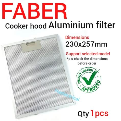 Faber Cooker Hood Aluminium Filter For Seleted Model Only Size 230mm