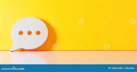 3d Rendering Of White Symbol Of Rounded Chat Bubble Icon Leaning On Color Wall With Floor