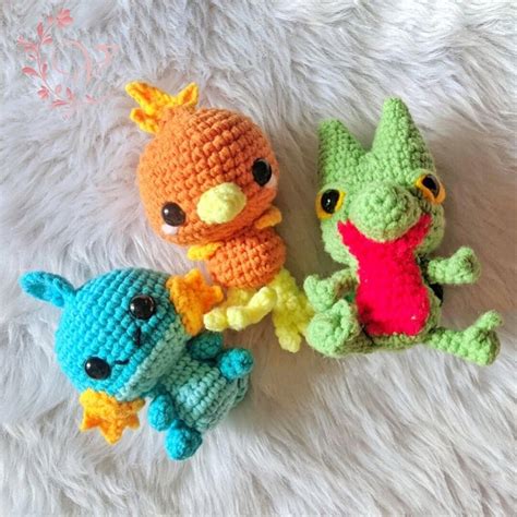 Fanmade Pkm Amigurumi Treeko Mudkip And Torchic Crochet Doll Amigurumi Treeko Mudkip Torchic