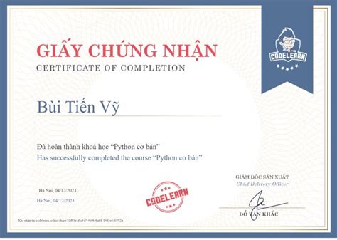 complete basic python at codelearn tien vy bui