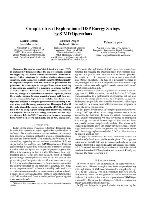 Pdf Compiler Based Exploration Of Dsp Energy Savings