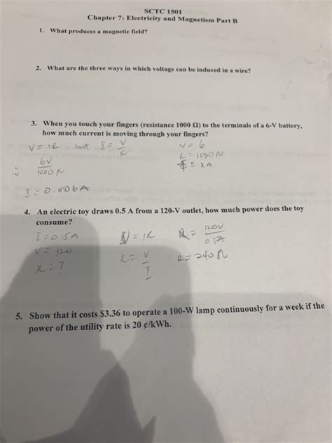 solved sctc 1501 chapter 7 electricity and magnetism part b