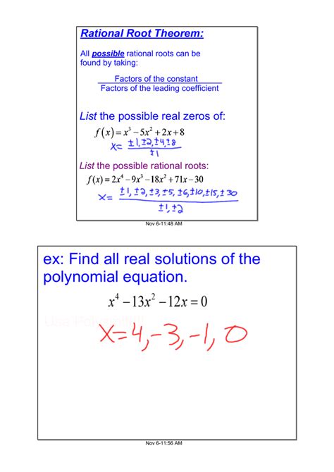 Finding Real Roots Of Polynomial Equations Practice B Tessshebaylo