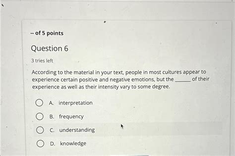 Solved Of PointsQuestion Tries LeftAccording To The Chegg Com