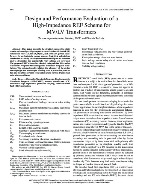 Pdf Design And Performance Evaluation Of A High Impedance Ref Scheme