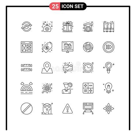 25 Thematic Vector Lines And Editable Symbols Of Security Tool Ecommerce Repair House Stock
