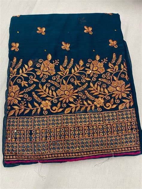 Casual Wear Less Embroidered Silk Sarees 6 M With Blouse Piece At Rs
