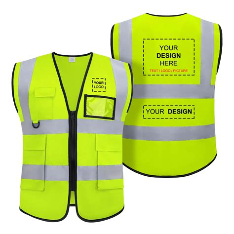 사용자 정의 안전 조끼 로고 높은 가시성 안전 조끼 클래스 2 하이 비스 반사 보안 조끼 지퍼 및 포켓 맞춤형 Aliexpress