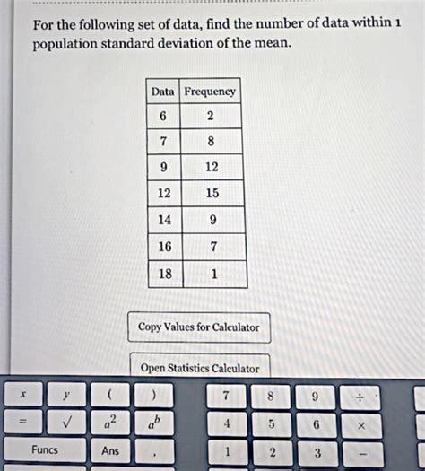 solved for the following set of data find the number of
