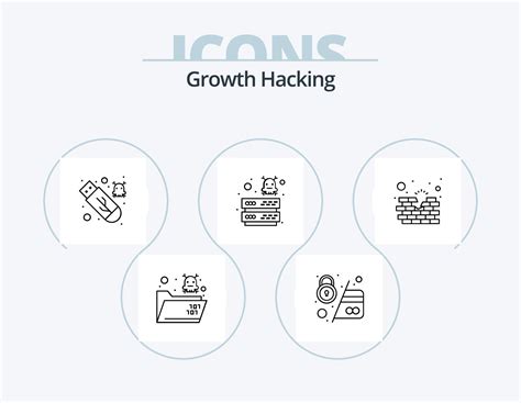 Hacking Line Icon Pack 5 Icon Design Wall Construction Message