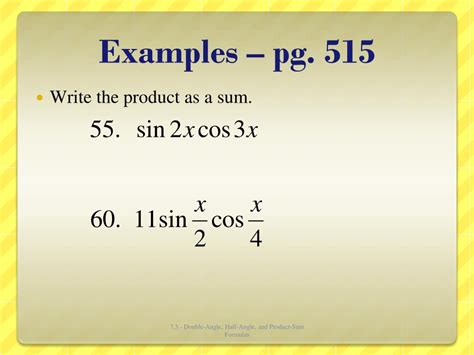 PPT Section Double Angle Half Angle And Product Sum Formulas PowerPoint Presentation