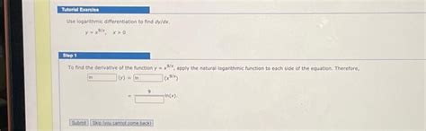 solved tutorial exercise use logarithmic differentiation to