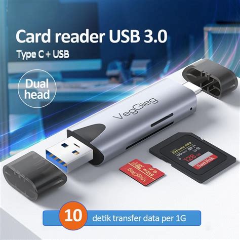 Jual Card Reader USB 3 0 Type C Micro SD High Speed OTG 2 In 1 Multi Fungsi Kartu Telepon