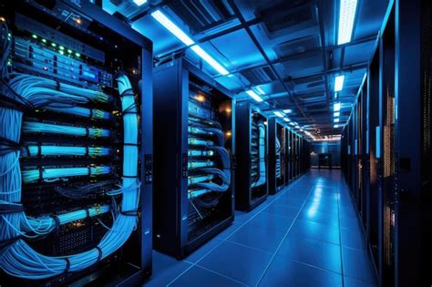Premium Ai Image Network Server Room With Hard Drives And Network