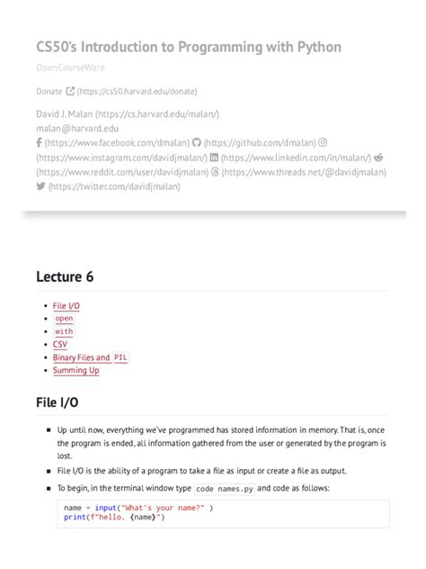 Lecture 6 Cs50s Introduction To Programming With Python Pdf