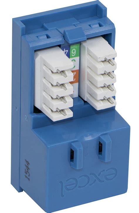 Excel Cat5e Utp Unscreened Low Profile Euromod Rj45 Module Blue