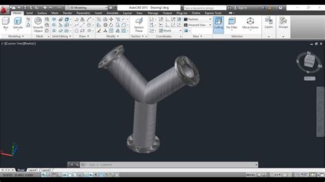 Autocad 3d Pipe Tutorial For Beginner Y Joint By Autocad Cmd Youtube