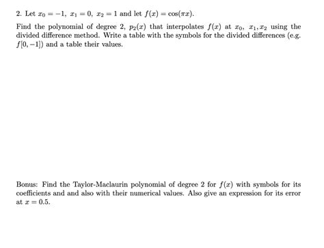 solved 5 express the error of the interpolation polynomial