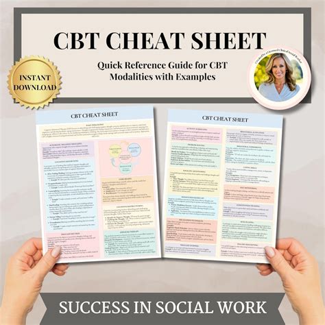 Cbt Cheat Sheet Cbt Therapy Worksheets For Therapist Psychologist Or Counselor Cbt Coping