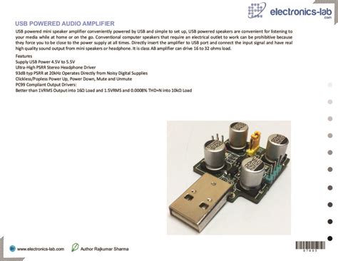 USB POWERED AUDIO AMPLIFIER Electronics Lab Com