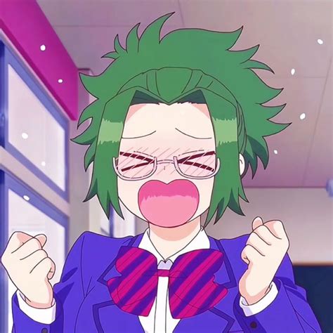 An Anime Character With Green Hair And Glasses