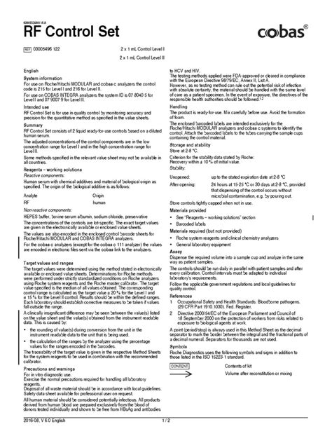 Rf Control Set 03005526001 V6 En Pdf Chemistry Nature