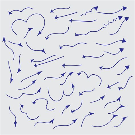 Set Of Vector Curved Arrows Hand Drawn Sketch Doodle Style Collection Of Pointers