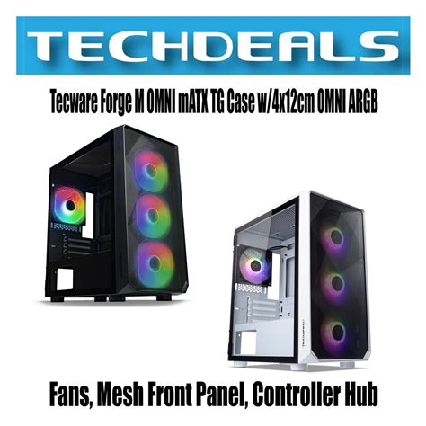 Tecware Forge M Omni Matx Tg Case W 4x12cm Omni Argb Fans Mesh Front Panel Controller Hub