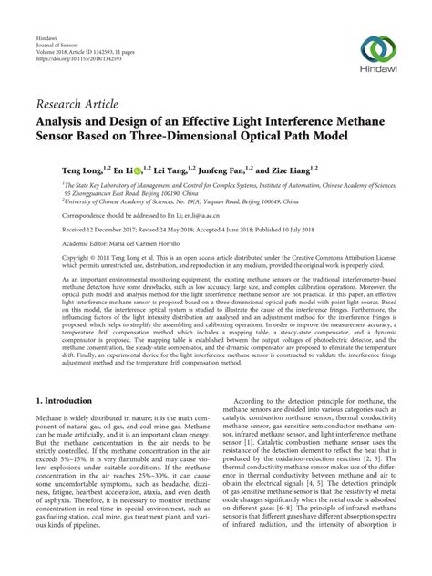 PDF Analysis And Design Of An Effective Light Interference Methane Sensor Based On Three