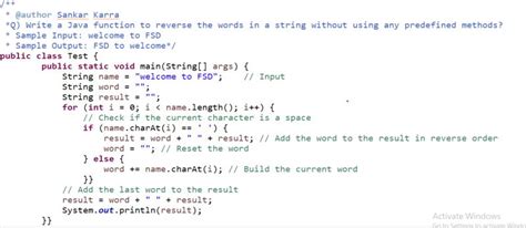 sankar karra on linkedin write a java function to reverse the words in a string without using any…