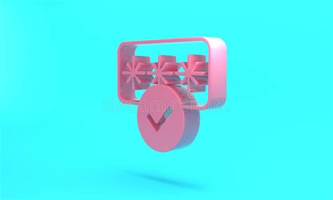 Pink Password Protection And Safety Access Icon Isolated On Turquoise Blue Background Security