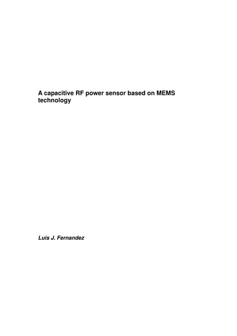 pdf novel rf power sensor based on capacitive mems technology
