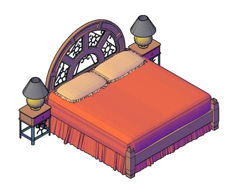 3d Model Of Double Bed Cad Furniture Block Layout Autocad File
