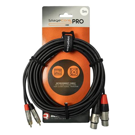 Stagecore Pro 5m Twin Rca Male To 2x Xlr Female Cable With Rean Connec