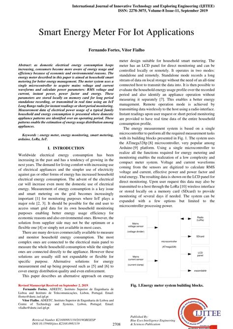 PDF Smart Energy Meter For Iot Applications